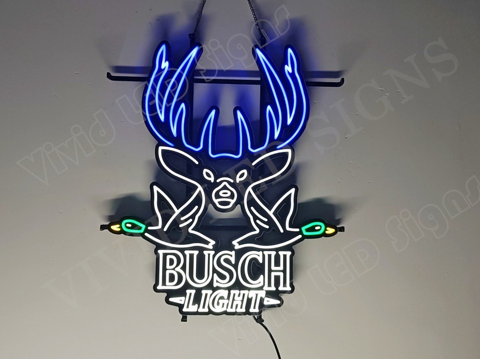 Deer Duck Hunting Hunters Beer 24"x20" Vivid LED Neon Sign Light With ...