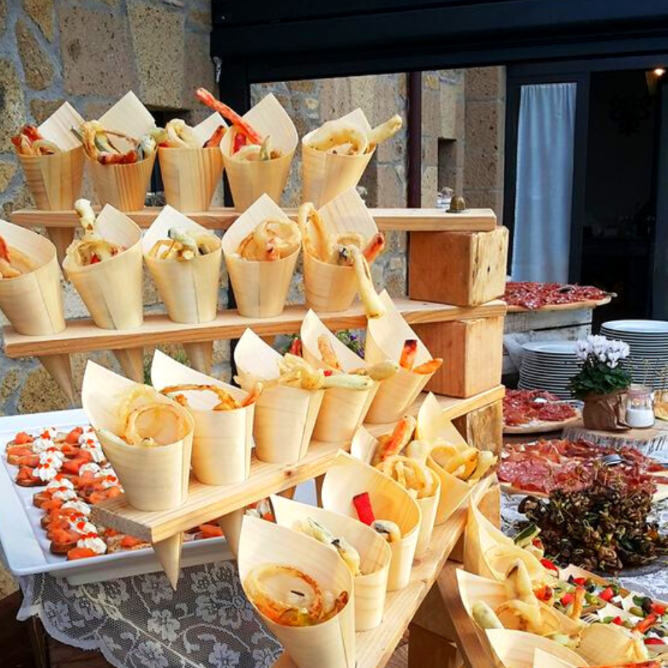 Bamboo Wooden Sushi Appetizer Serving Cones 5 inch Japanese Platter ...