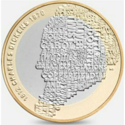 Rare Charles Dickens 1870 £2 Pound Coin 2012. ONE OUT OF RARE 37 COINS ...