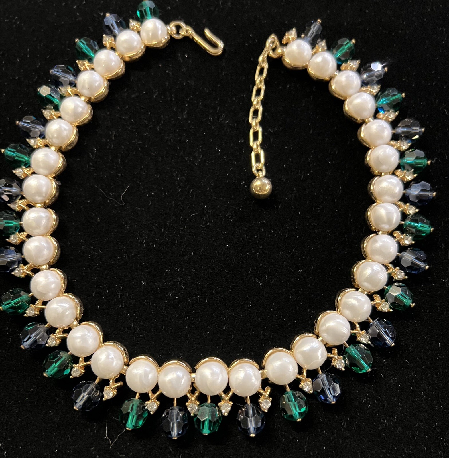 HTF Early Trifari FASCINATION Necklace Faux Pearl Cab… - Gem
