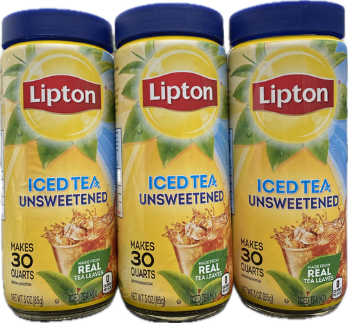3 Pack Lipton Black Iced Tea Mix Unsweetened Caffeinated 3 Oz Can 30 ...