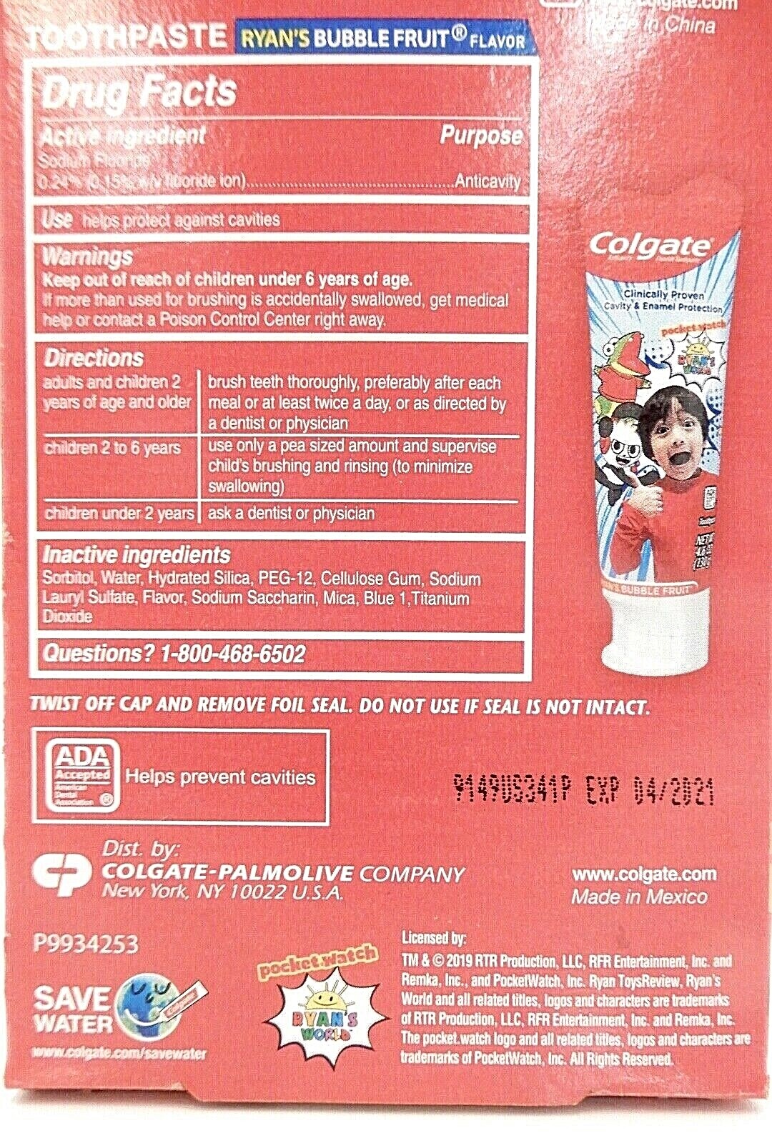 2x Ryans World Colgate Kids Toothpaste and Battery Powered Toothbrush ...