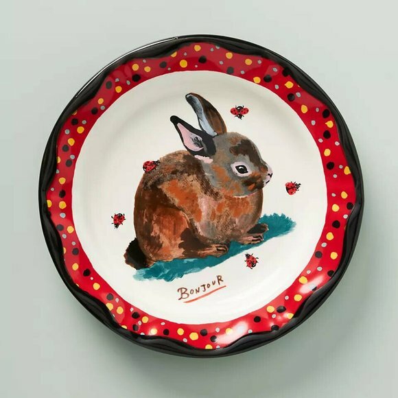 Anthropologie Nathalie Lete Francophile French Bunny Rabbit 10" Dinner ...