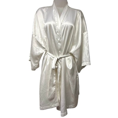 Victorias Secret White One Size Robe Bridal Silky Satin Wedding Kimono ...