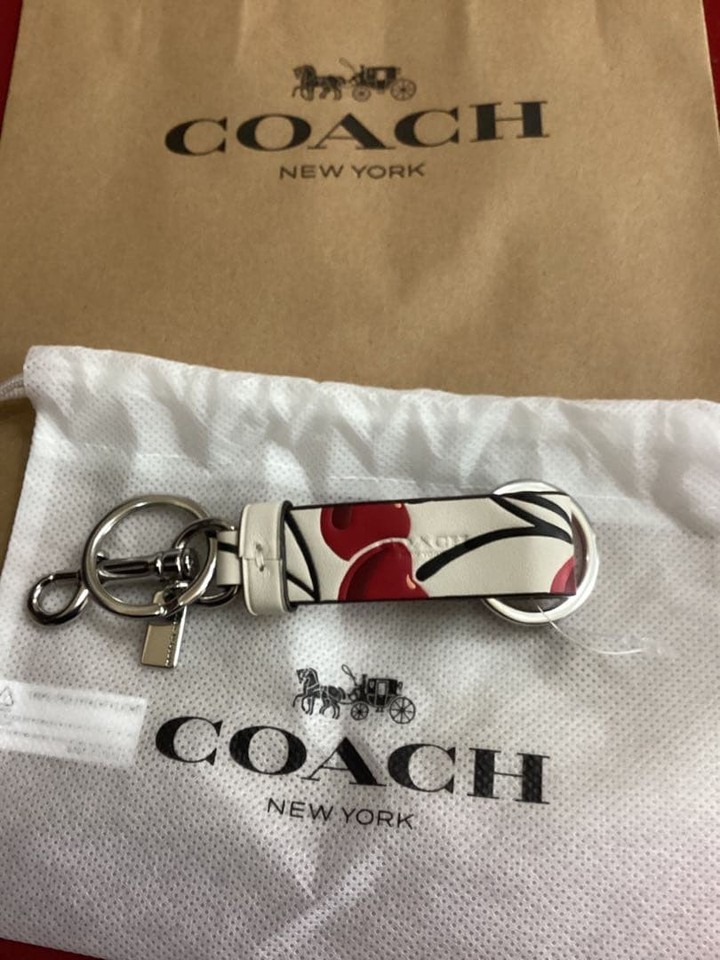 Coach Cherry Bag Charm Keyring Keychain Snap Cute Cherry Print Used | eBay