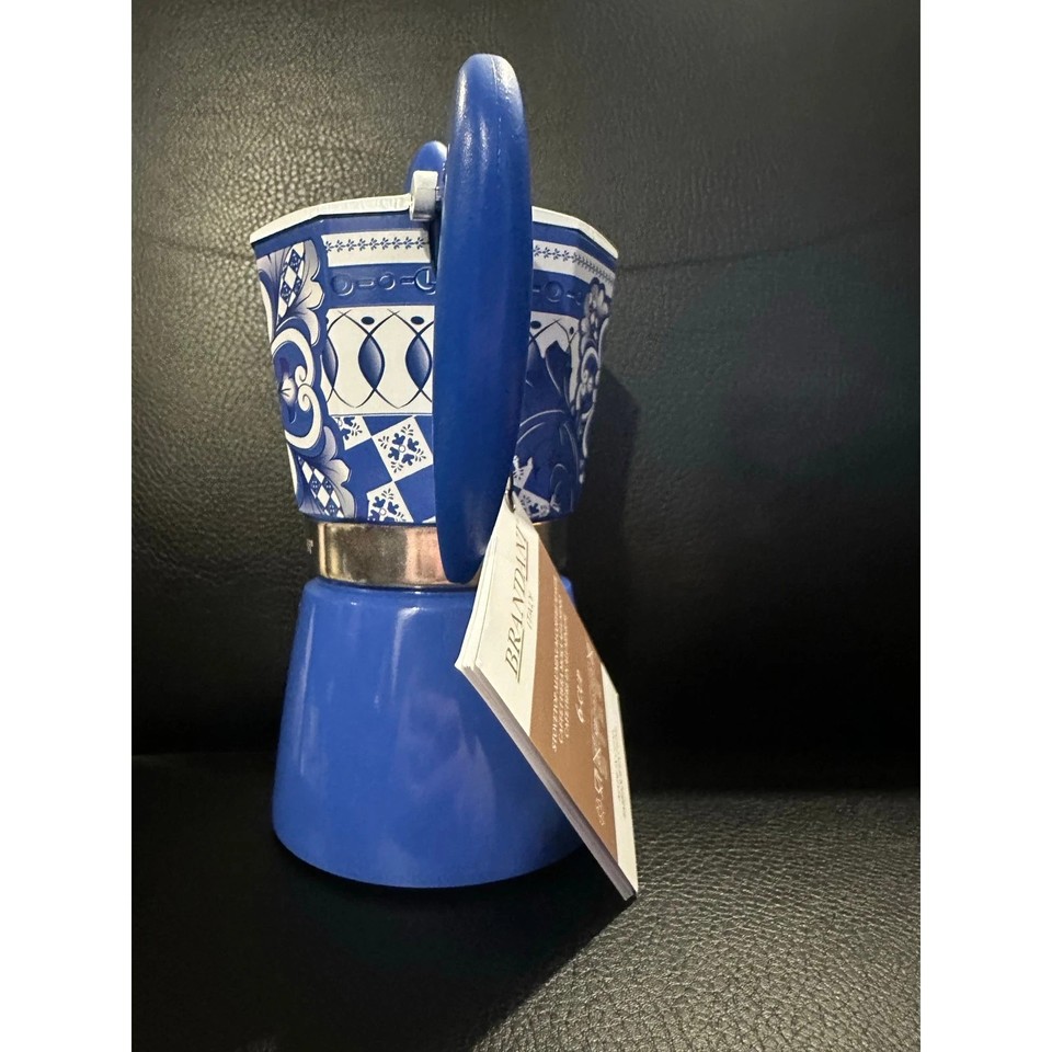 Brandani Italian Blue Coffee Maker Moka Pot Stovetop Aluminum 6 Cup NEW ...