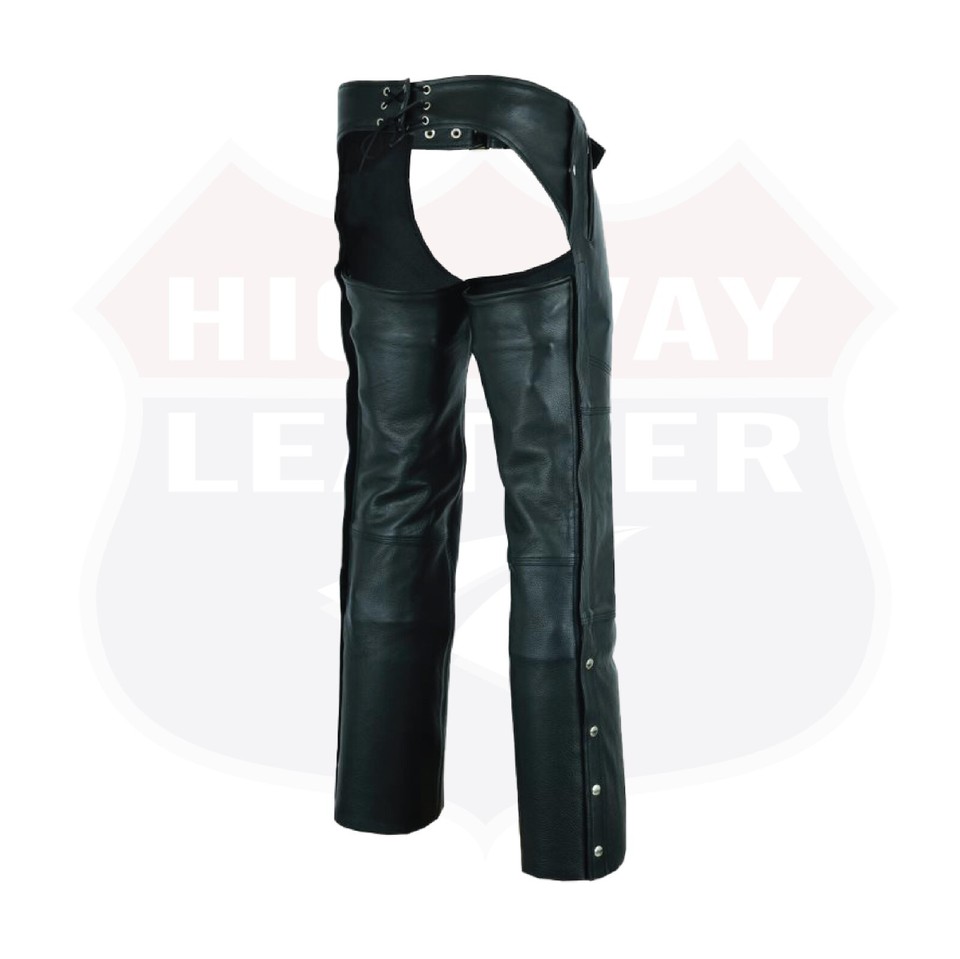 Heavy Buffalo Leather Lined Chaps Motorcycle Riding Biker Chap Black ...