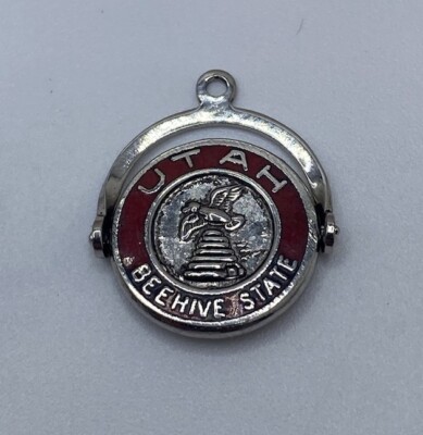 STERLING SILVER AND RED ENAMEL INLAY UTAH BEEHIVE STATE CHARM | eBay