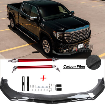 For GMC Sierra 1500 CARBON FIBER Front Bumper Lip Splitter Spoiler ...