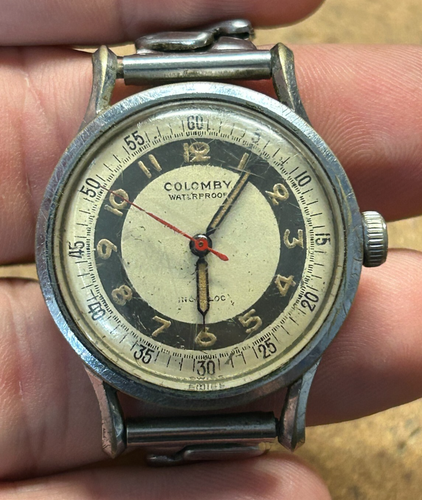 WWII era Navy Pilot Military WATCH Waterproof COLOMBY LIBAN Swiss WORKS ...