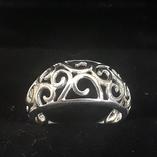 NEW Scroll Filigree Ring 3mm Wide Band Openwork Tapered Ring Size 7 2g ...