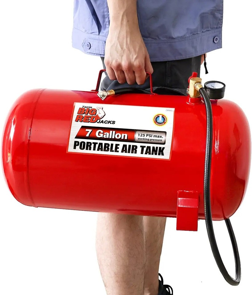 BIG RED Torin Red, 7 Gallon Portable Horizontal Air Tank with 36" Hose ...