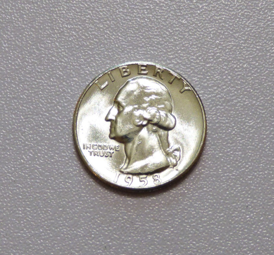 1958-P Washington Quarter - BU 90% Silver Coin - GEM/CHOICE - LUSTER BU ...
