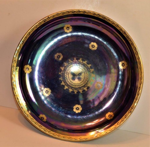 Antique MALING CORONET England Luster Cobalt Blue Gold Decor BUTTERFLY ...