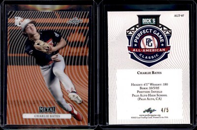 CHARLIE BATES Leaf PG METAL All-American Classic ORANGE PRISMATIC /5 ...