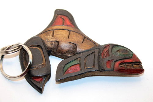 Vintage Native Alaskan Handmade Carved Totem Haida Orca Whale Key Chain ...