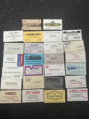 Video Rental Business Card lot 1980s VHS Beta Laserdisc 26 cards RARE ...
