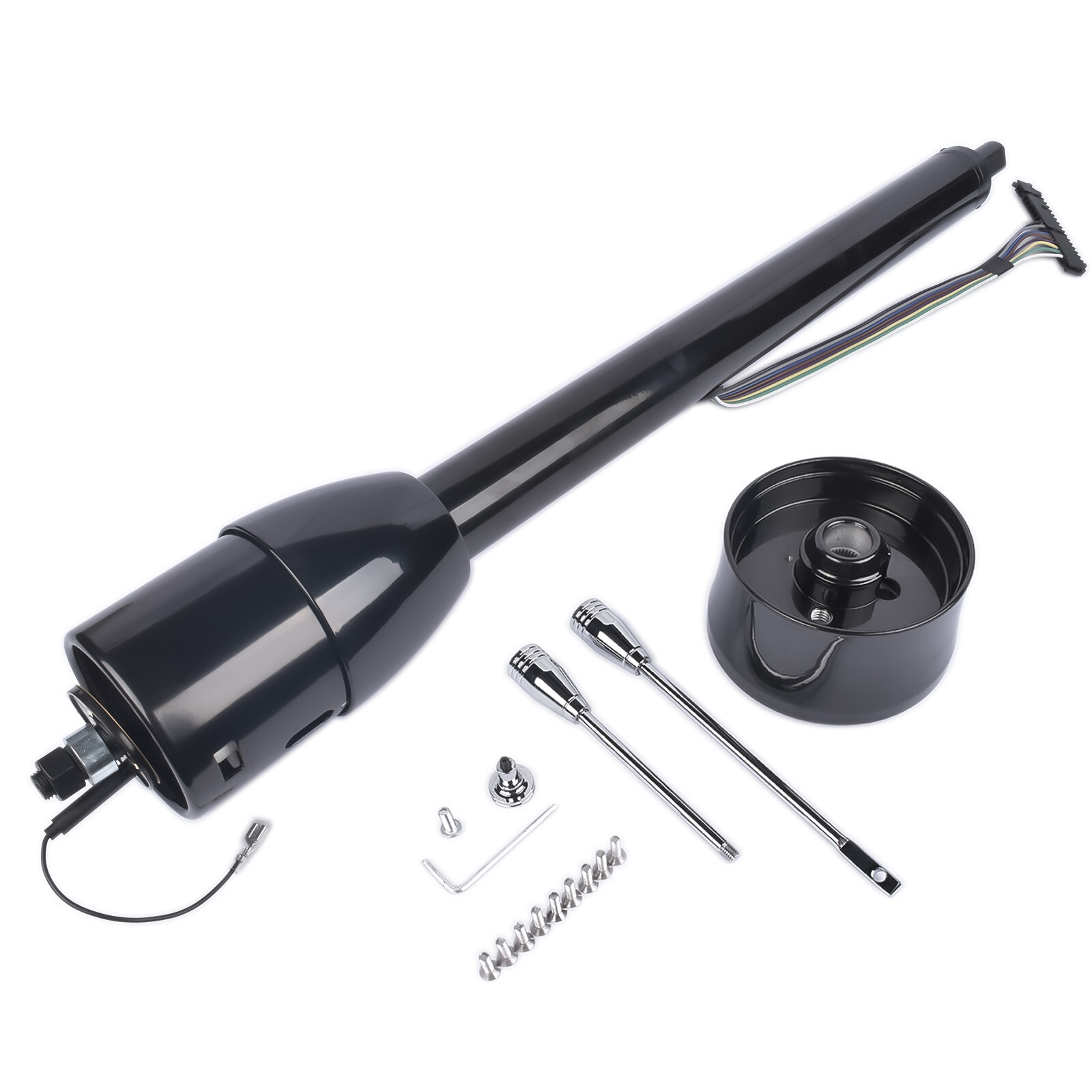 30" Black Tilt Street Rod Floor Shift Steering Column Manual No Key ...