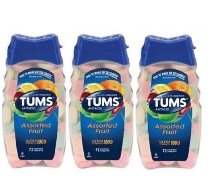 Tums Ultra 1000 Maximum Strength Assorted Fruit Antacid/Calcium 3 ...