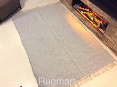 Plain Grey Handmade Recycled Eco Friendly Soft Cotton Rag Rugs Washable ...