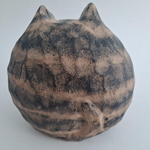 James Haddon Hand Carved Wood Green Eyed Striped Kitty Cat Signed ...