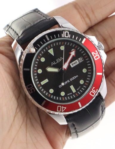ALBA Diver Automatic Men Rotating Bezel Black Dial Recently Service ...