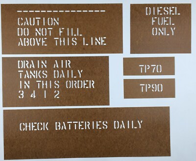5 TON MILITARY TRUCK OILBOARD STENCIL SET 931 931A1 925 923A1 923A2 ...