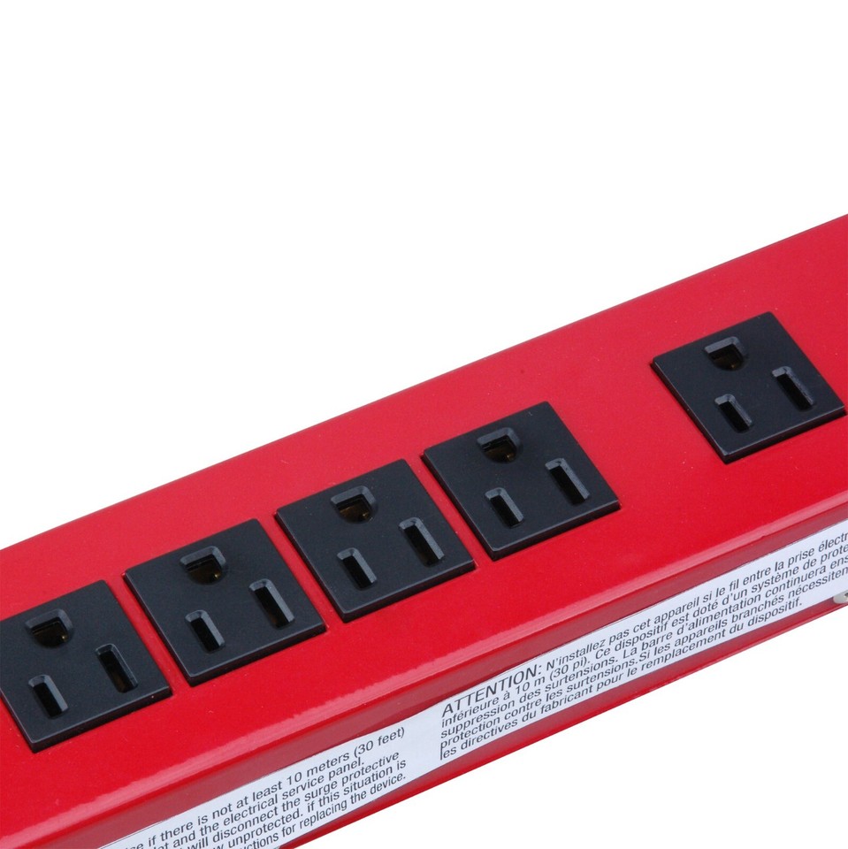 5 Outlet Heavy Duty Magnetic Power Strip, with Metal Housing and 2 USB ...