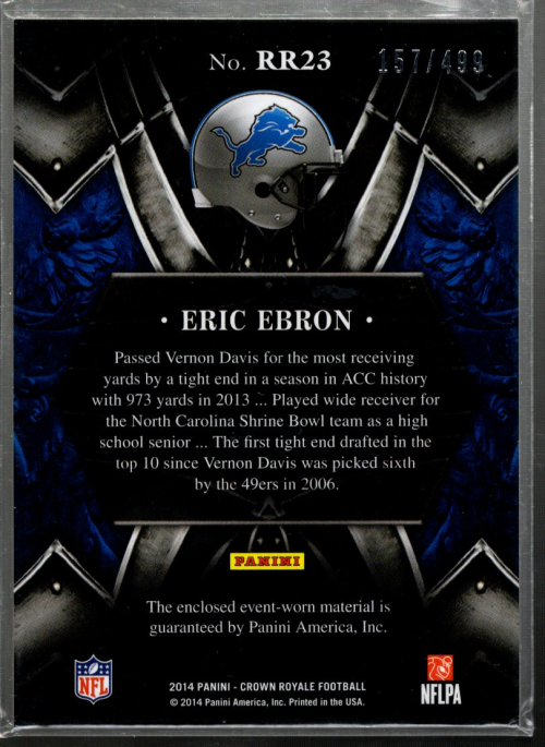 A7974- 2014 Crown Royale Rookie Royalty Materials #RR23 Eric Ebron ...