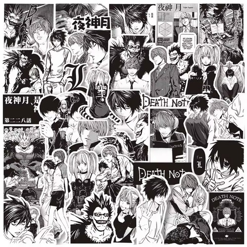 65PCS Death Note Anime Stickers Light Yagami L Misa Ryuk Black & White ...