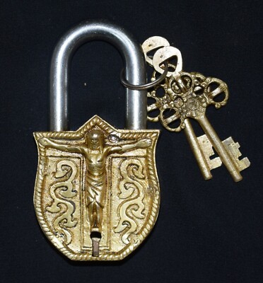 God Jesus Design Padlock Brass Victorian Style Safety Door Lock Heavy ...