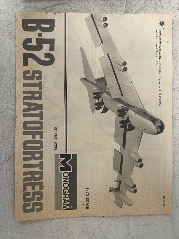 Vintage 1973 Monogram 1/72 B-52 Stratofortress Model Kit – Rare Unbuilt | eBay