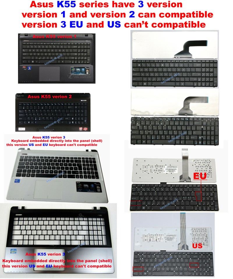 NEW for ASUS K55 K55A K55D K55DE K55DR K55VD K55VM K55N series keyboard ...