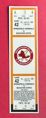 1989 Unused Ticket Baseball Springfield Cardinals / Class A--St. Louis ...