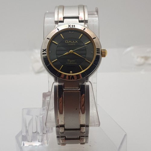 Qmax Quartz Analog Watch Black Dial Stainless Steel Silver Band....NEW ...