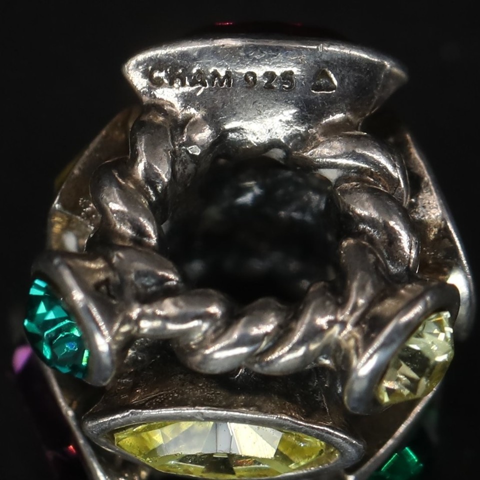 Sterling Silver CHAMILIA Multi-Color Crystal Mardi Gras Bracelet Charm ...