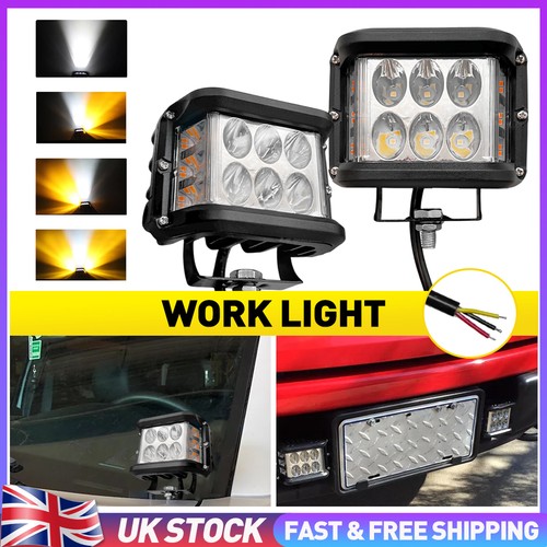 4" INCH LED Light Bar Cube White Recovery Strobe Flashing Work Light ...