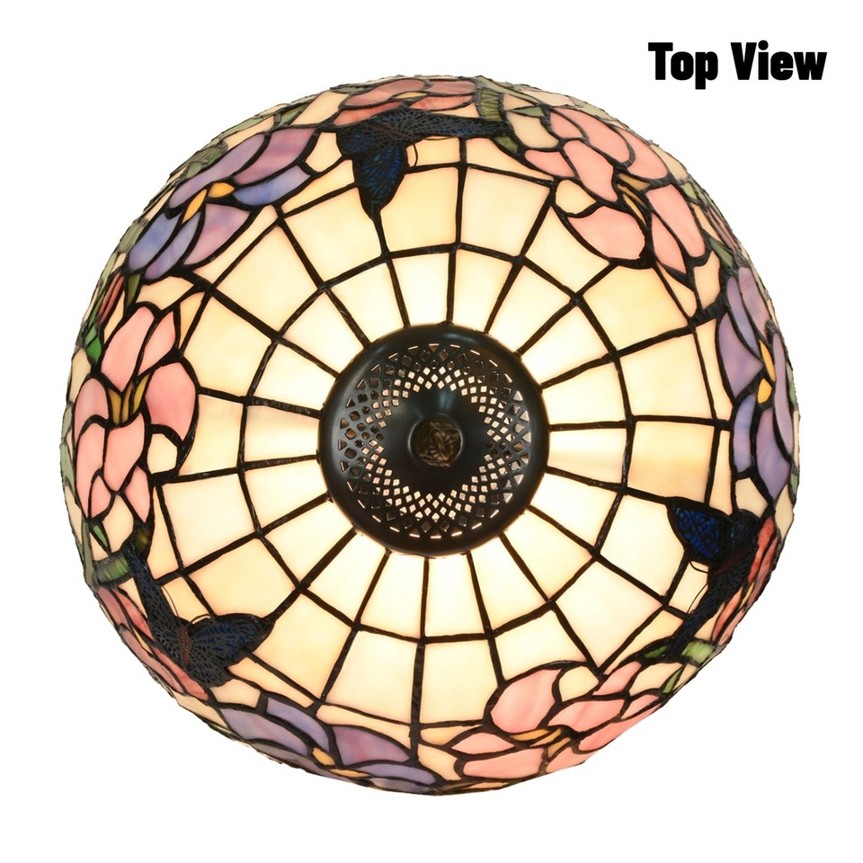 TL0001 Tiffany Table Lamp Bedside Stained Glass Lamp Flowers Butterfly ...
