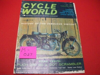 VINTAGE CYCLE WORLD MOTORCYCLE MAGAZINE RARE COLLECTIBLE FEB 1963 VOL ...