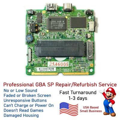 Nintendo Gameboy Advance GBA SP Mail In Repair Service - Re-shell (New ...