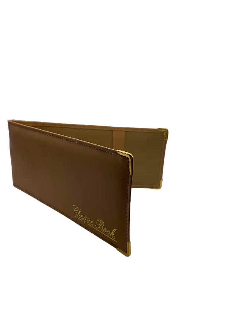 AKSHIDE Beige Folding Leather Style Cheque Book Holder/Leather Style ...