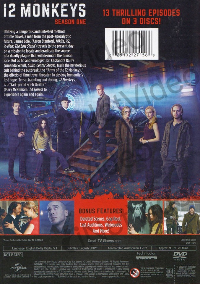 12 Monkeys - Season 1 (Keepcase) New DVD 25192271588 | eBay