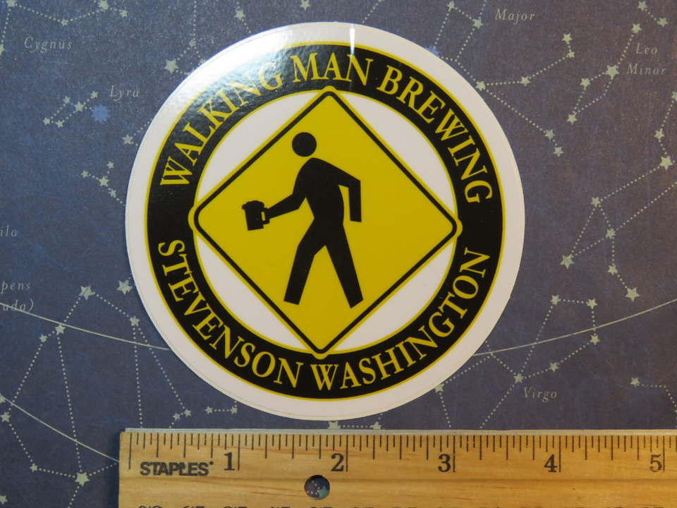 BEER Brewery STICKER ~ WALKING MAN Brewing Co ~ Stevenson, WASHINGTON ...