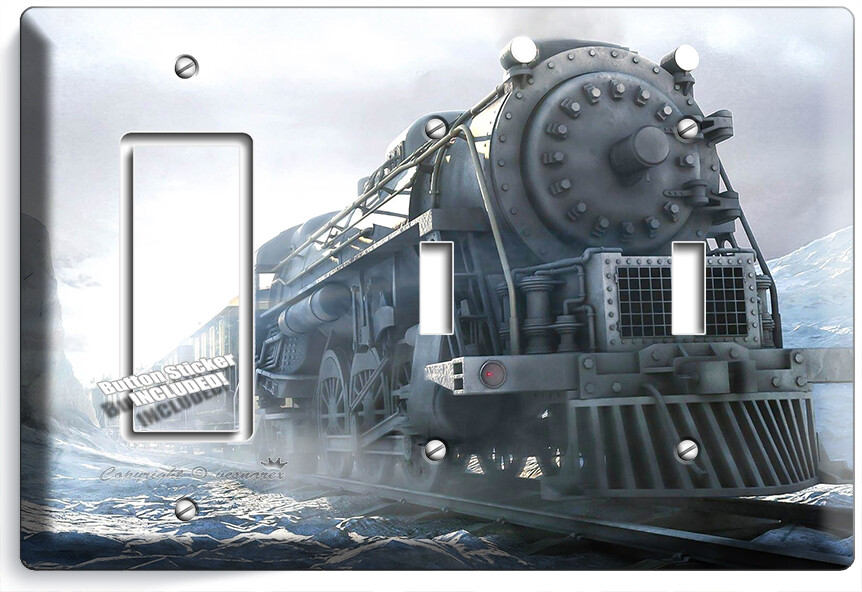 POLAR STEAM ENGINE TRAIN OLD RAILROAD LOCOMOTIVE LIGHT SWITCH OUTLET ...