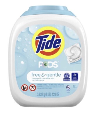 Tide Pods HE Laundry Detergent Pods, Free & Gentle for Sensitive skin ...