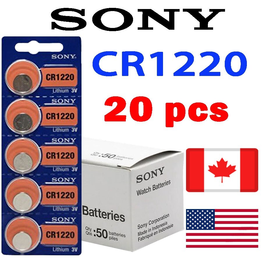 20 pcs SONY CR1220 DL1220 ECR1220 Lithium Button Cell Watch Battery 3V ...