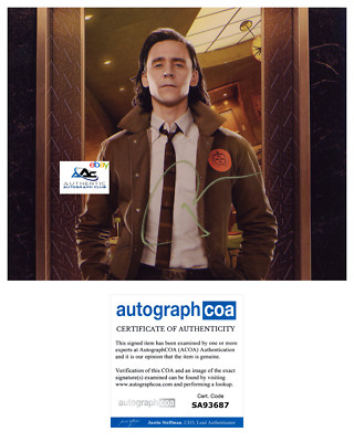 TOM HIDDLESTON AUTOGRAPH SIGNED 8X10 PHOTO LOKI THOR AVENGERS MARVEL ...