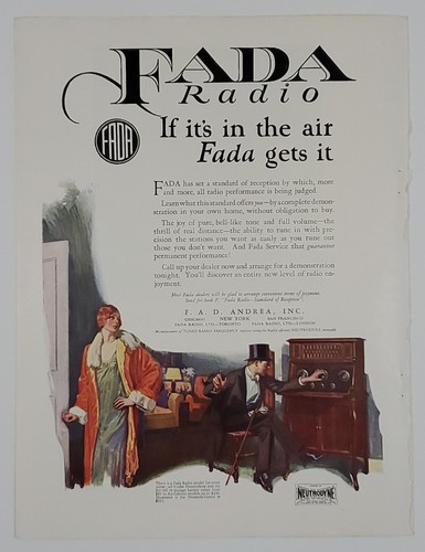 Vintage 1925 Print Ad - F.A.D. ANDREA (FADA) FADA Radio Neutrola-Grand ...