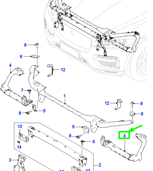 JAGUAR F-PACE X761 Front Panel Left Support Frame T4A36302 GENUINE for ...