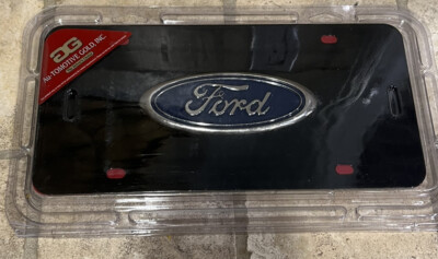 Ford Logo License Plate Tag Stainless Steel BLACK Raised Logo ...
